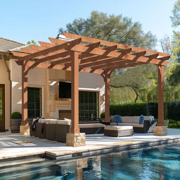 Have a question about VEIKOUS 12 ft. W x 12 ft. D Wood Outdoor Patio Pergola Shade Structure ...