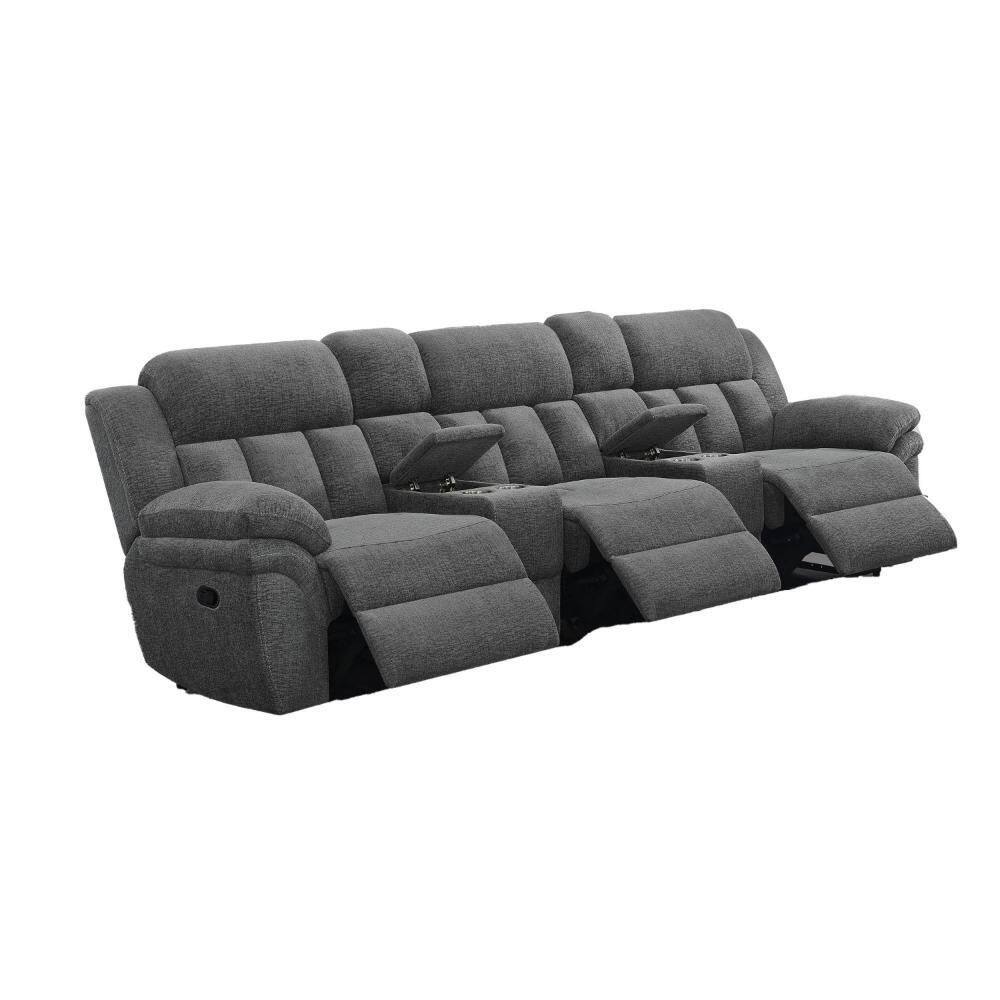Benjara Jak Gray and Black Fabric Glider Recliner Manual Sofa with ...