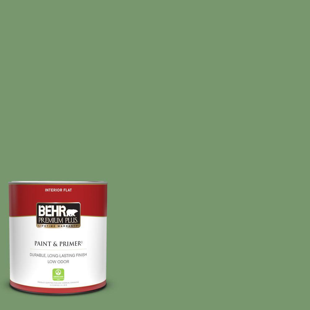 BEHR PREMIUM PLUS 1 qt. #PPU11-03 Botanical Green Flat Low Odor ...