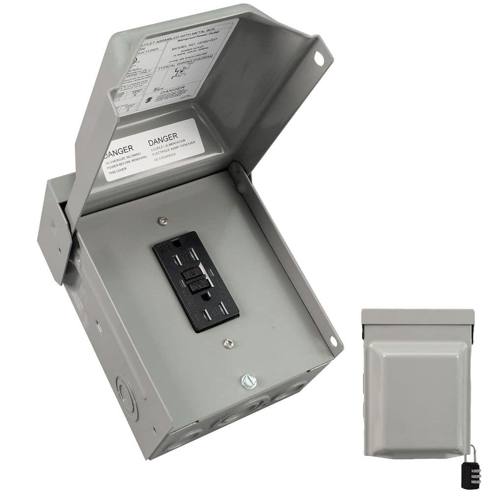 HIITIO 15 Amp Outdoor WRTR GFCI Outlet Box 125-Volt ETL Listed ...