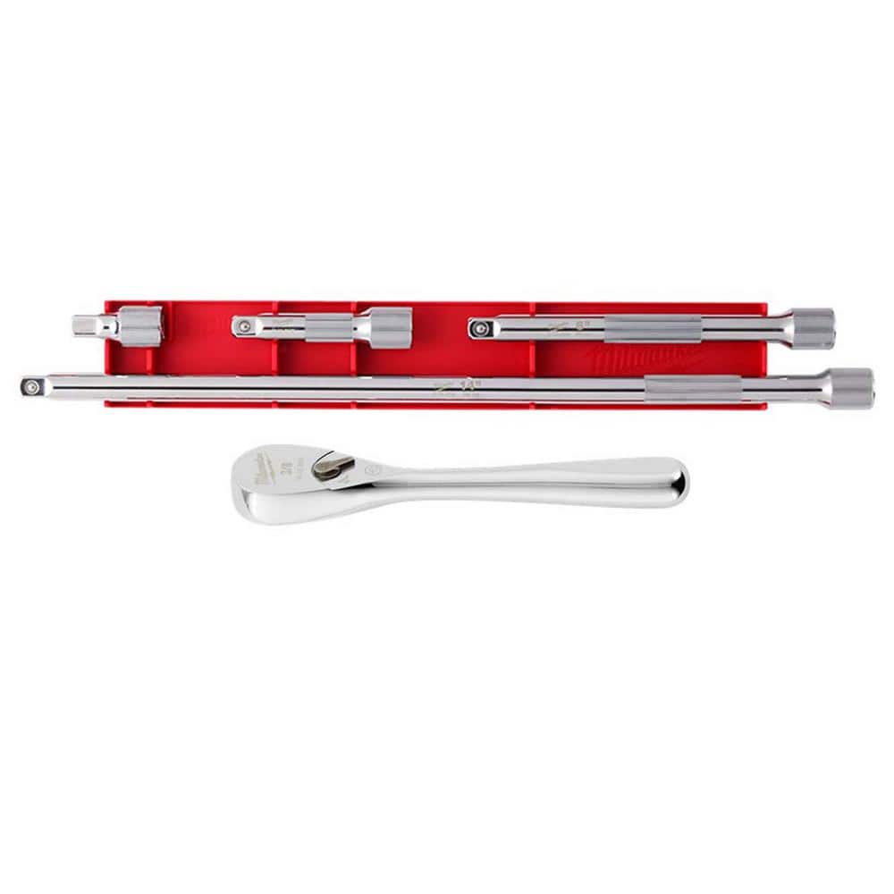 Milwaukee 3/8 in. Drive 90-Tooth 5 in. Stubby Ratchet with 3/8 in ...