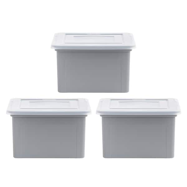 Modern Homes 9.5 Gal. Storage Box Translucent in Grey Bin with Yellow ...