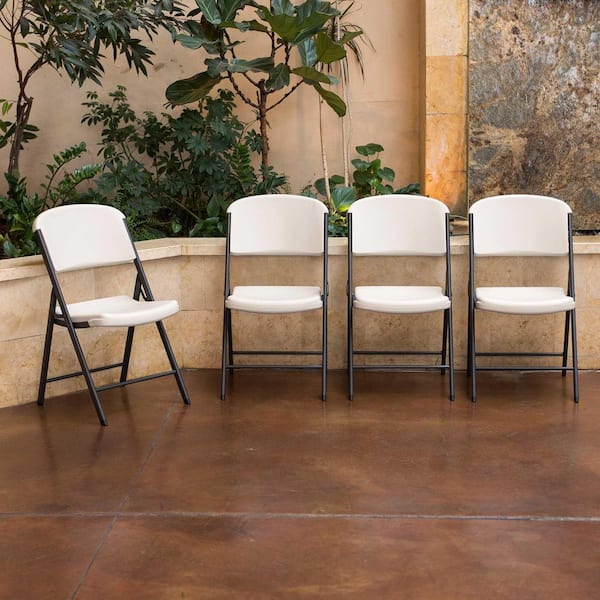 Lifetime Almond Plastic Seat Outdoor Safe Plastic Folding Chair Set of 4 42803