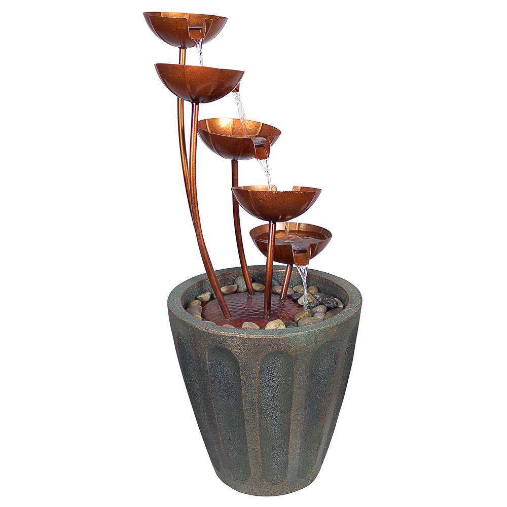 Design Toscano Copper Falls Cascading Stone Bonded Resin Garden ...