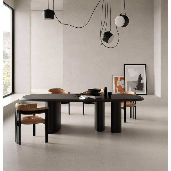 MR MODREST Modrest Summit Modern Black Ash Wood 47.2 in. 3 Legs Dining ...