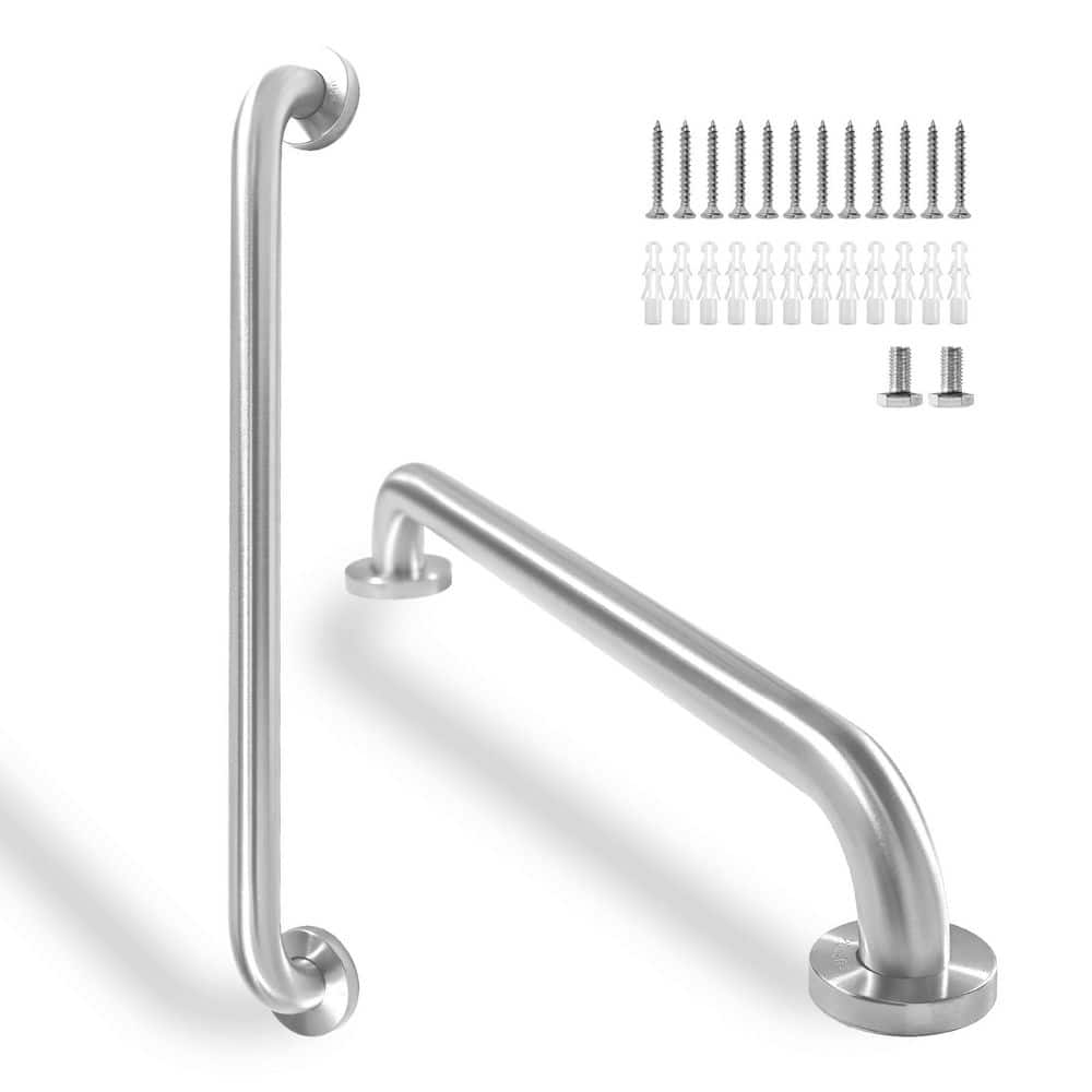 Wudkey 2-Pack 24 in. x 1.25 in. Concealed Screw Wall Mounted Safety ...