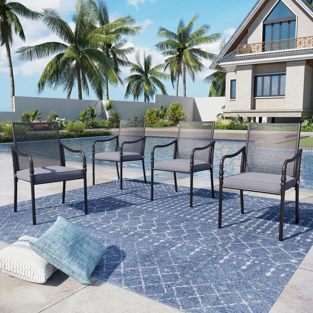 PHI VILLA Ergonomic Black Metal Stylish Gourd-Shaped Design Patio ...