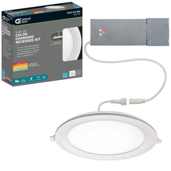 Commercial Electric 8 in. Canless Integrated LED Recessed Light Trim ...
