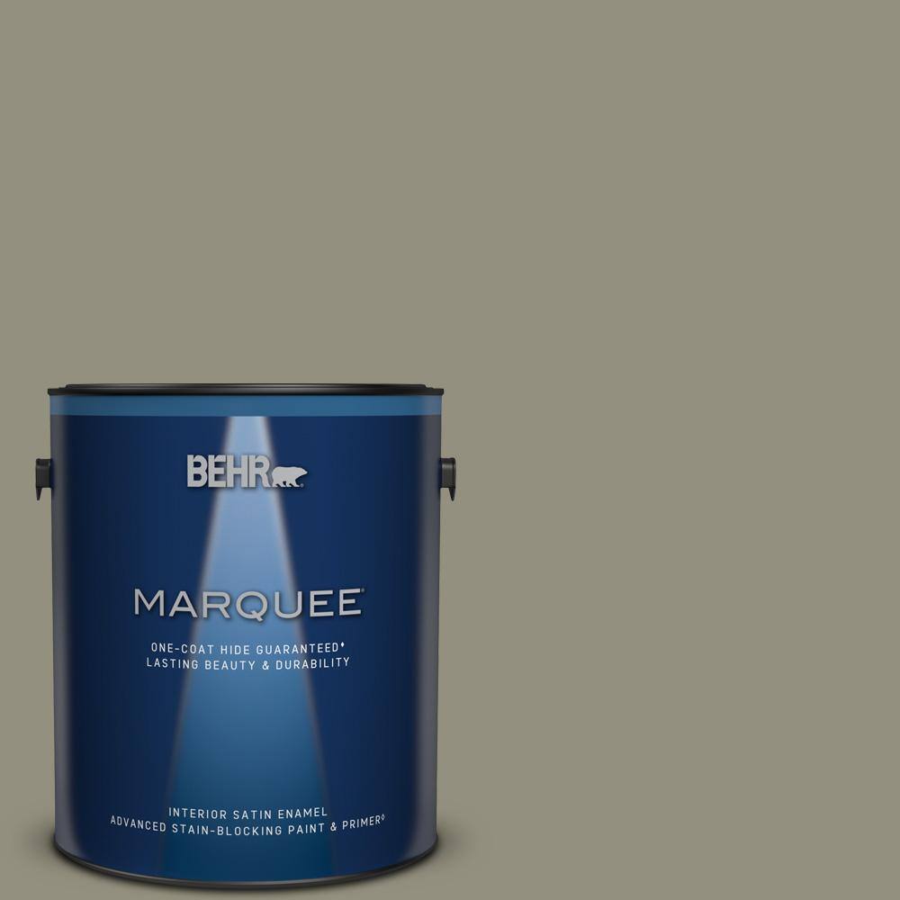 BEHR MARQUEE 1 gal. #N350-5 Muted Sage One-Coat Hide Satin Enamel ...