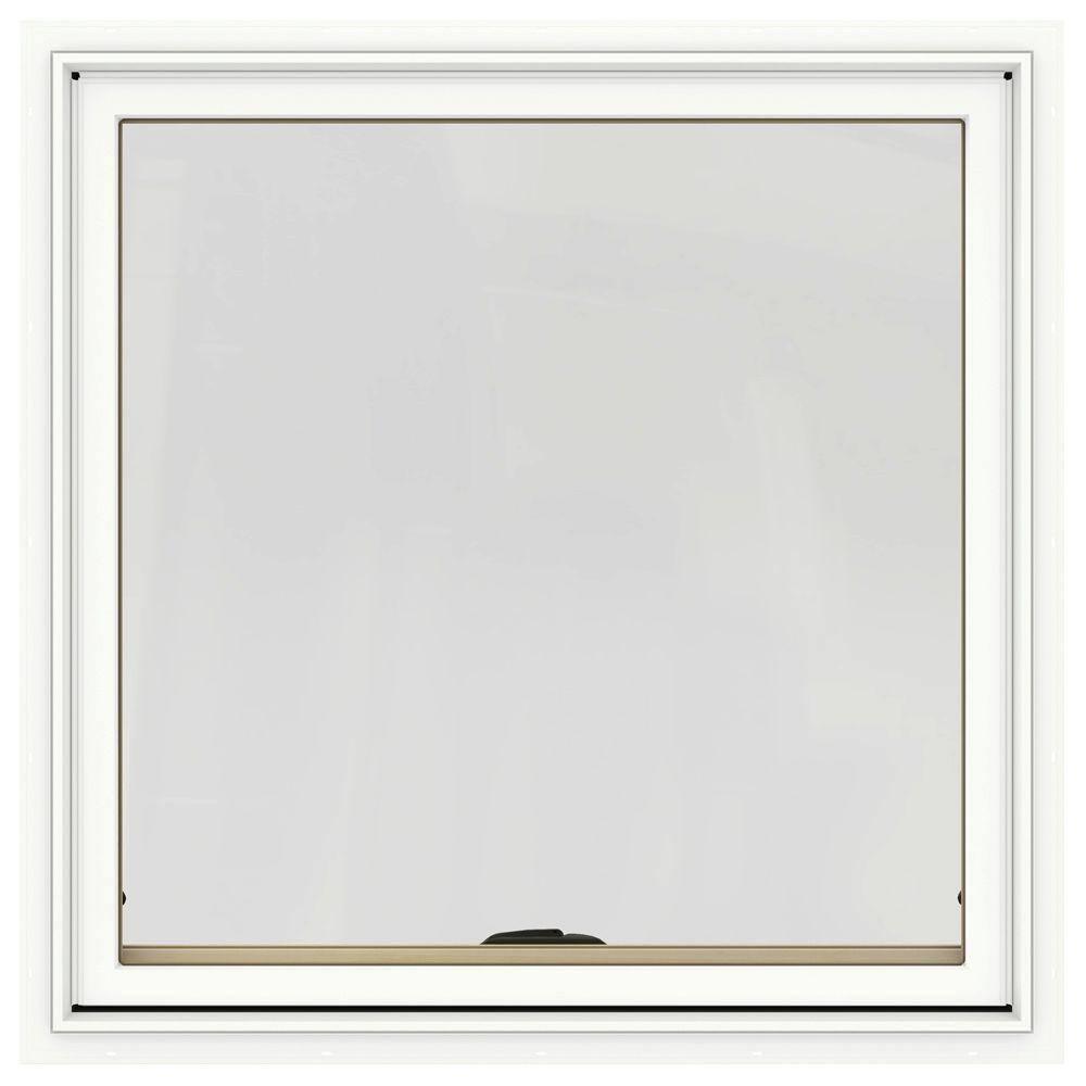 JELD-WEN 36 in. x 36 in. W-2500 Series White Painted Clad Wood Awning ...