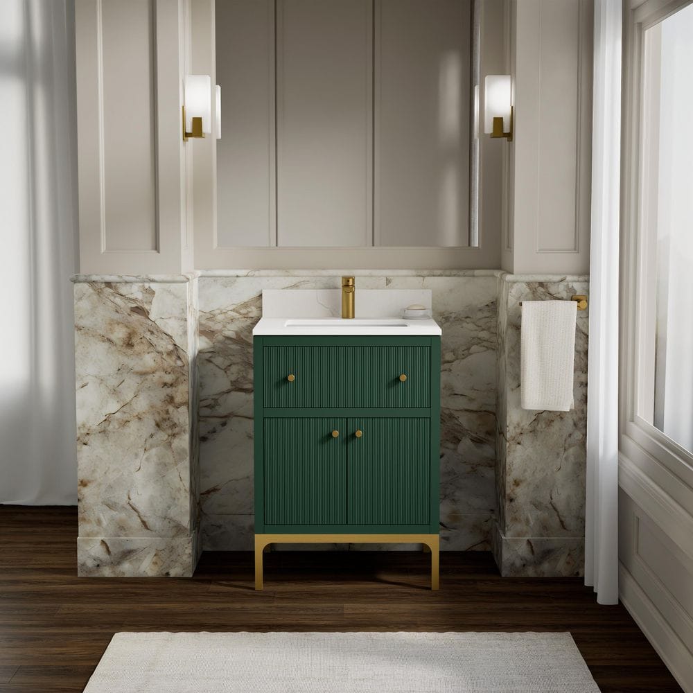KOHLER Calpa 24 in. Single Sink Emerald Green Bath Vanity with Bianco ...