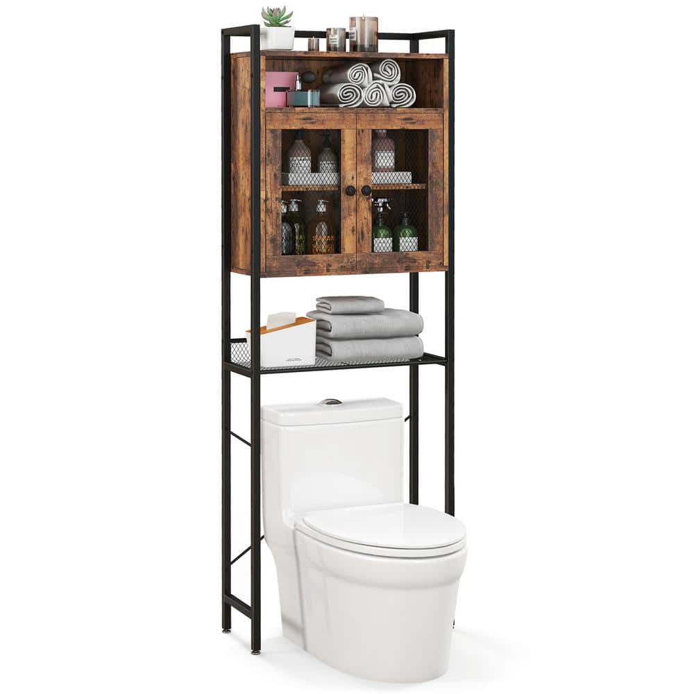 Gymax 23.5 in. W x 68 in. H x 9.5 in. D Rustic Brown Over the Toilet ...