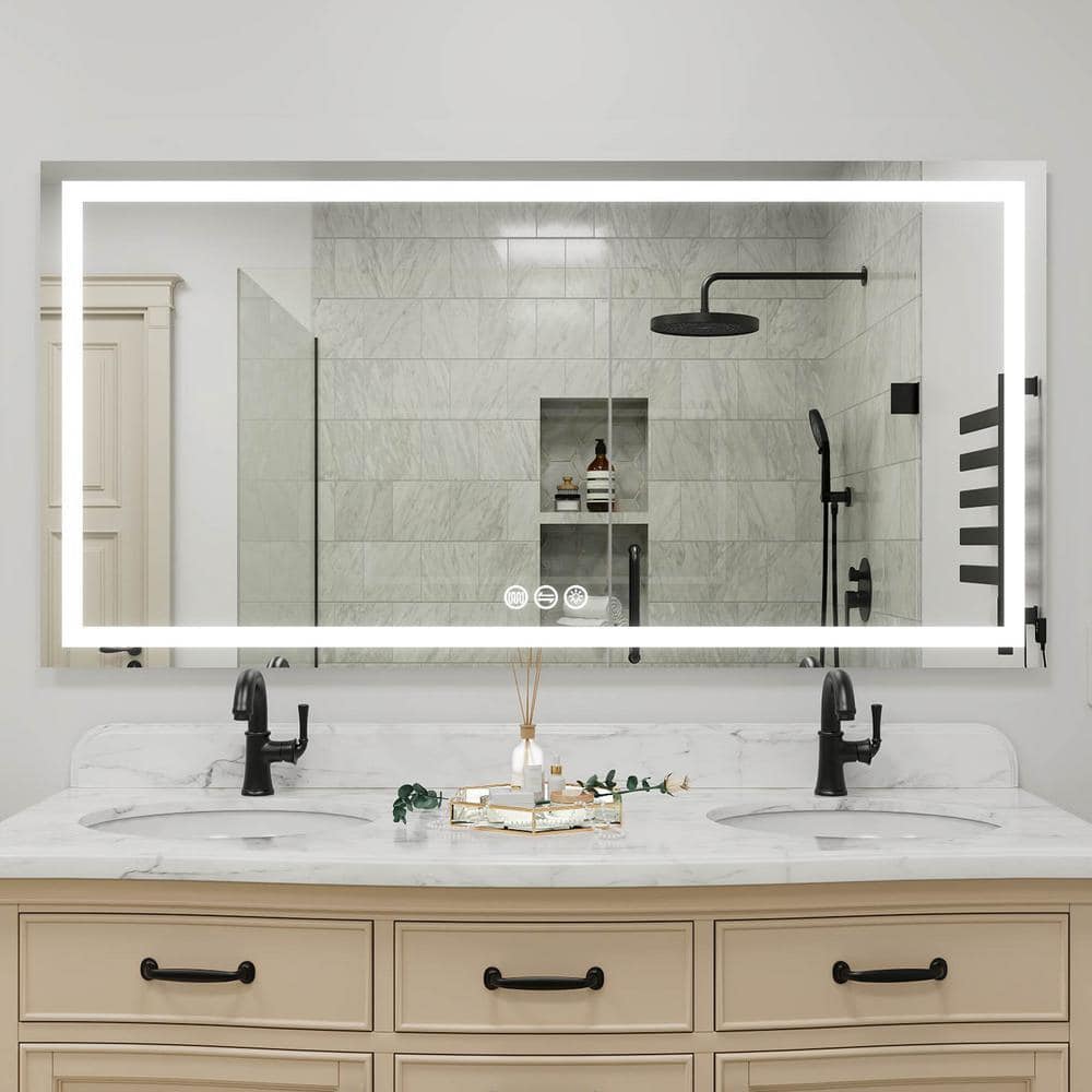 INSTER MOC 72 in. W x 36 in. H Large Rectangular Frameless LED Lighted ...