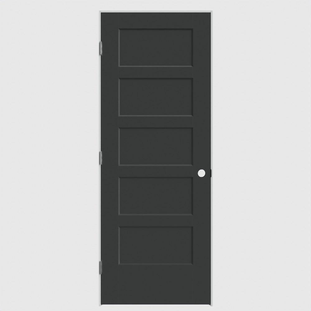 Masonite 24 in. x 80 in. 5-Panel Bayshore Right-Hand Hollow Jet Black ...