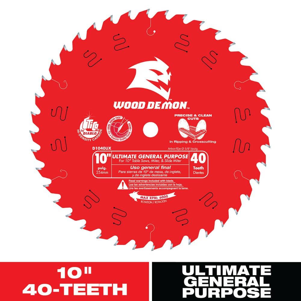 DIABLO 10in. x 40-Tooth Wood Demon Ultimate General Purpose Circular ...
