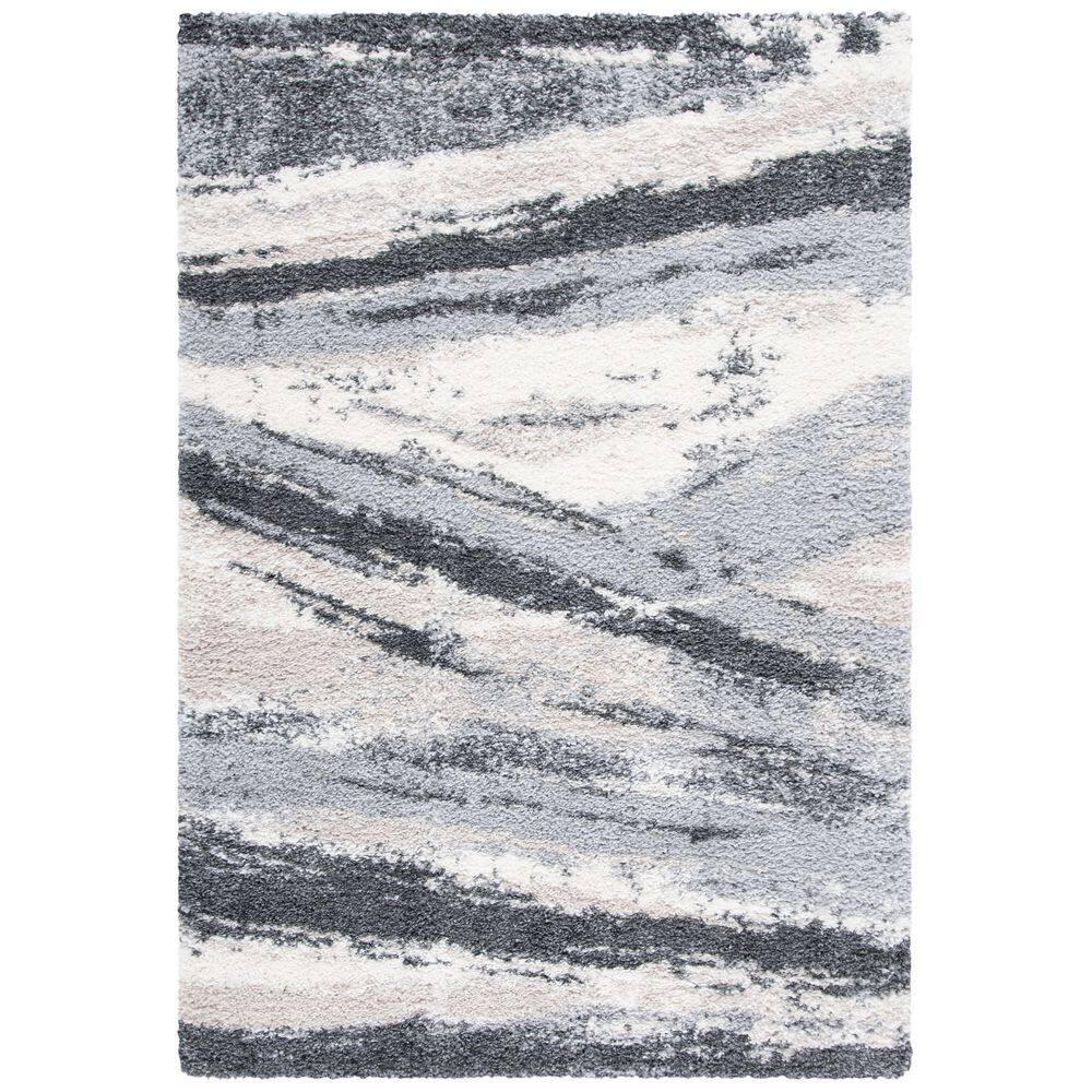 SAFAVIEH Fontana Shag 5 ft. x 8 ft. Gray/Charcoal Cross Striped Area ...