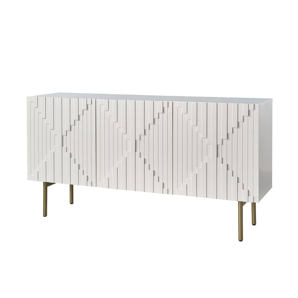 JAYDEN CREATION Victoria White Modern 58 in. Wide Sideboard with Cable ...