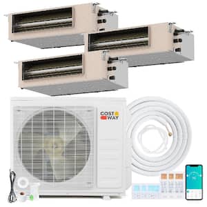 Costway X-Pro 35000 BTU 3 Zone 12K + 12K + 24K Concealed Ducted Mini ...