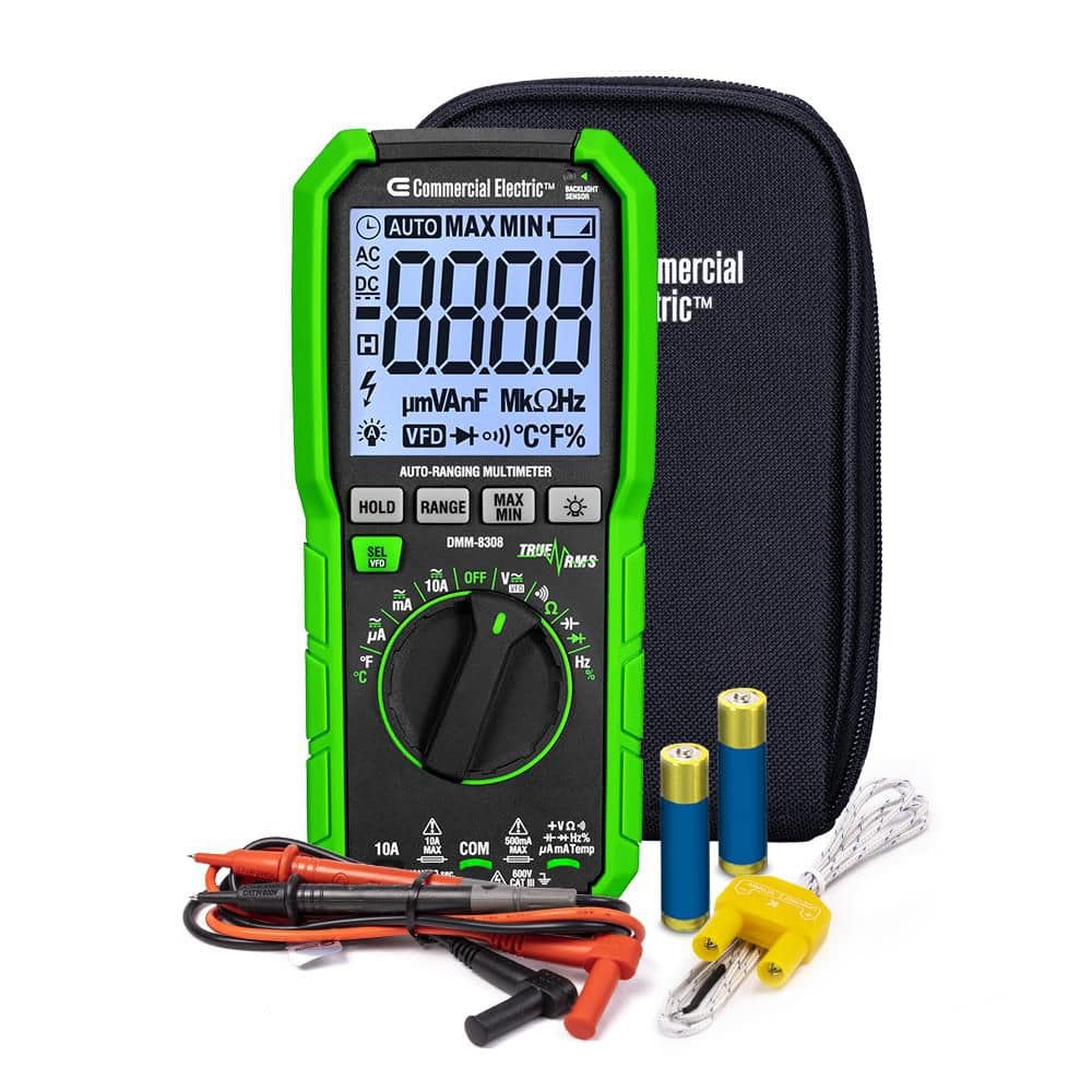 Commercial Electric 600-Volts Slim AC/DC Auto Ranging Digital ...