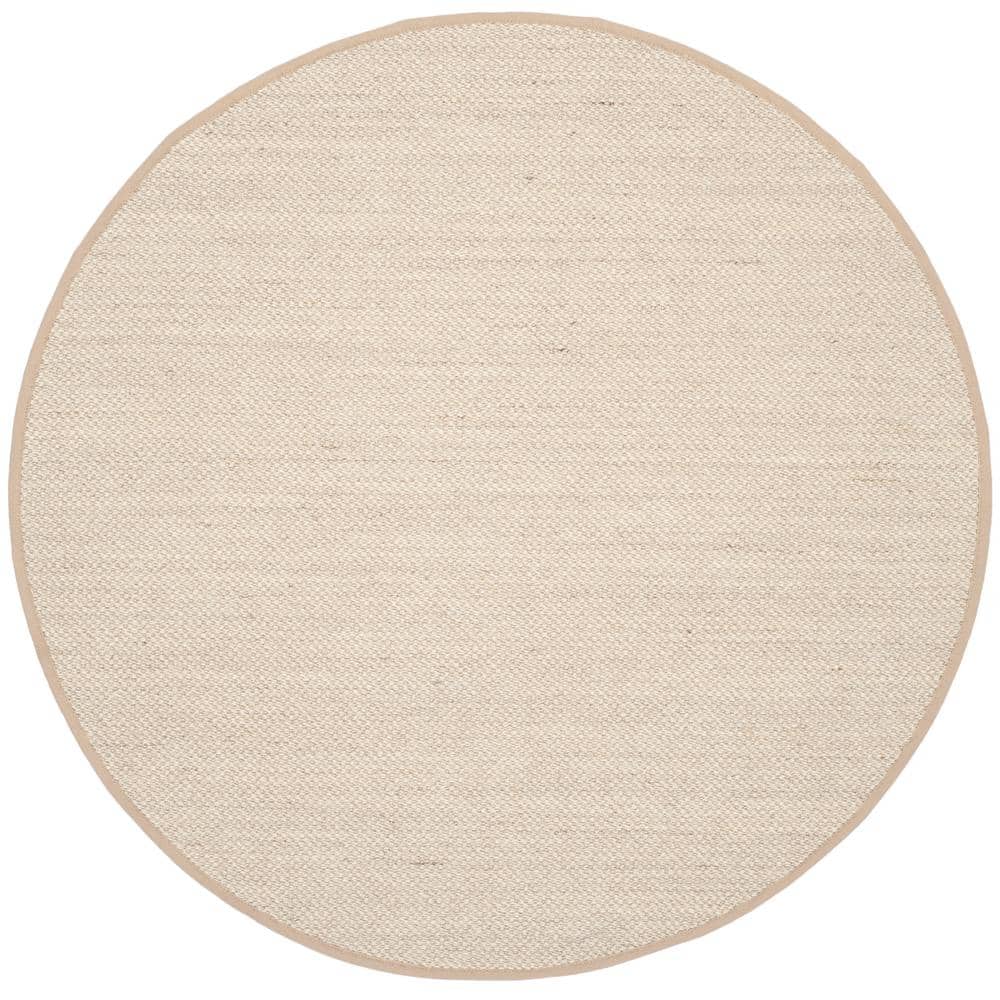 SAFAVIEH Natural Fiber Marble/Linen 8 ft. x 8 ft. Woven Border Round ...