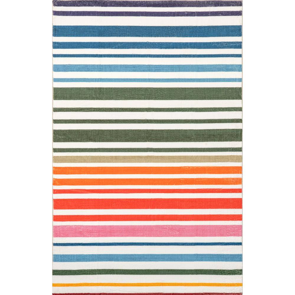 nuLOOM Effie Stripes Kids Machine Washable Multi 7 ft. 6 in. x 9 ft. 6 ...