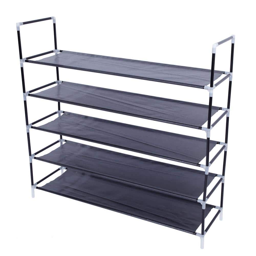 Karl home 37 in. H 25-Pair Black Shoe Rack 438135584575 - The Home Depot