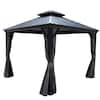 KOZYARD Caesar 10 ft. x 10 ft. Gray Double Roof Hardtop Gazebo with ...