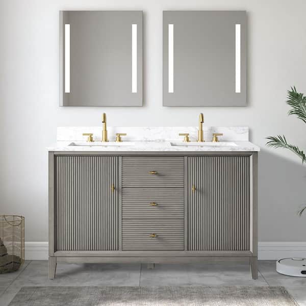 Vanity Art Caldwell 54 in. Double Sink Freestanding Driftwood Gray ...