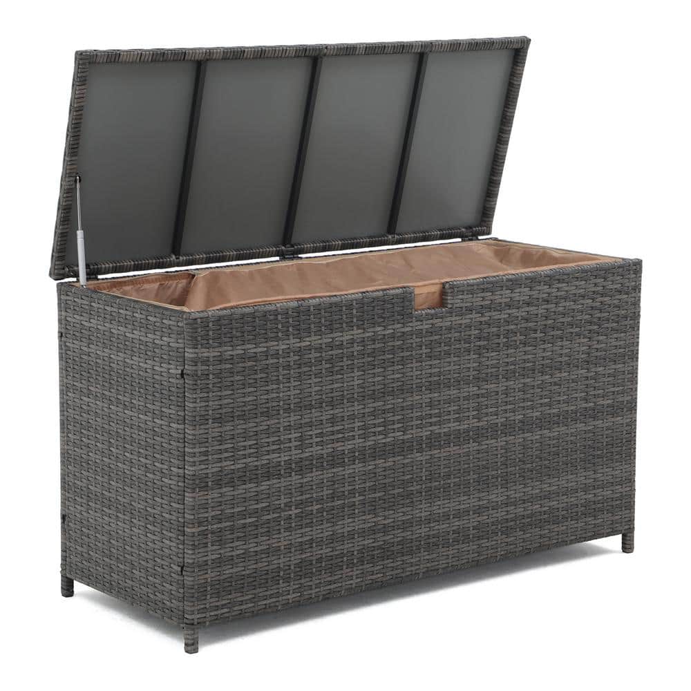 Freestyle 125 Gal. Grey Wicker Outdoor Storage Deck Box HD-SDPA14GY ...