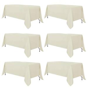 Angel Sar 32 in. W x 43 in. L White Stretch Solid Polyester Round High ...