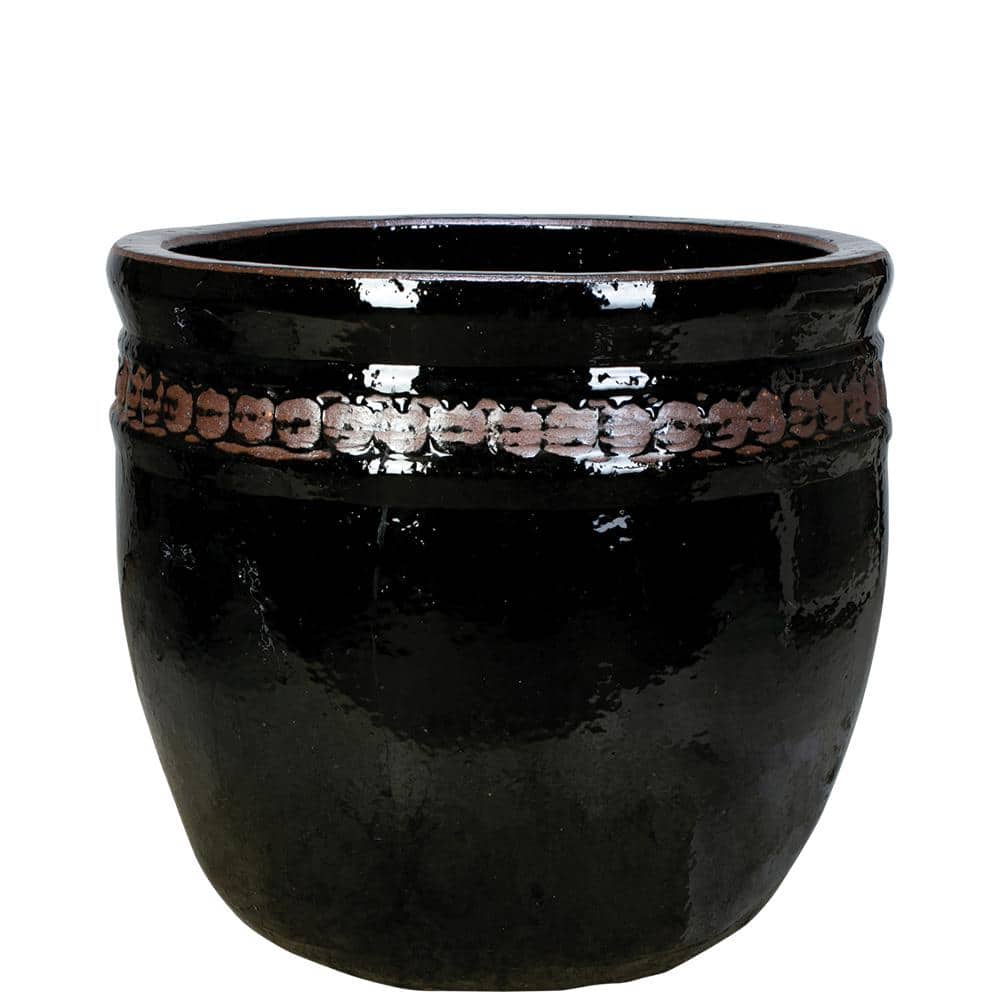 19 in. 6 qt. Black Ceramic Coin Pot DG-122C-BK - The Home Depot