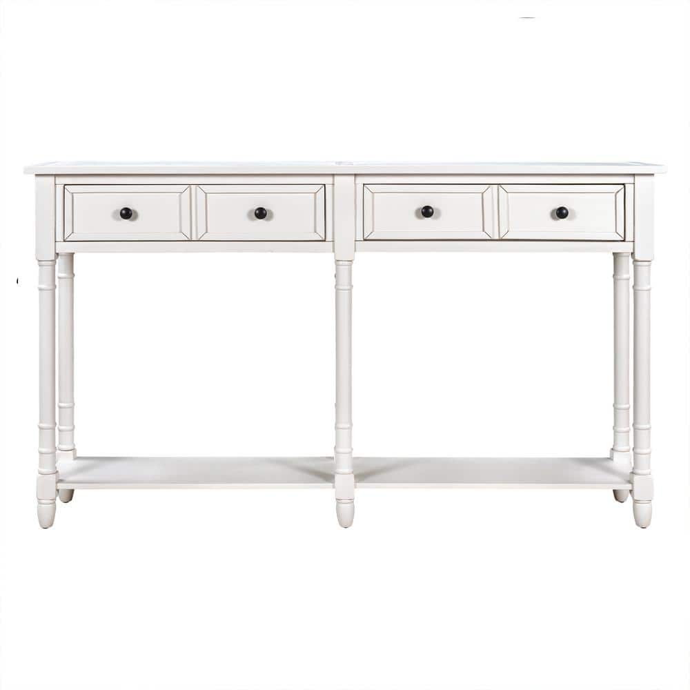 Utopia 4niture Dannah 58 in. Ivory Rectangular Wooden Console Table ...