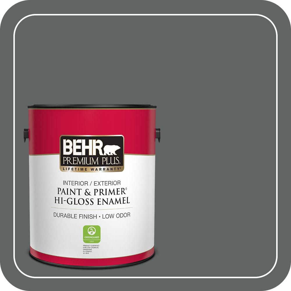 BEHR PREMIUM PLUS 1 gal. #BXC-41 Charcoal Hi-Gloss Enamel Interior ...