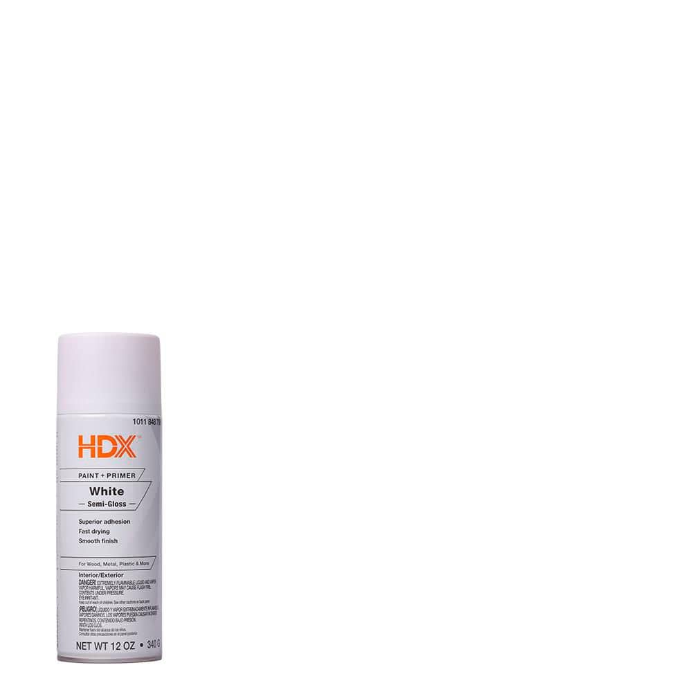 HDX 12 oz. Paint and Primer Semi-Gloss White Spray Paint 680031-3 - The ...