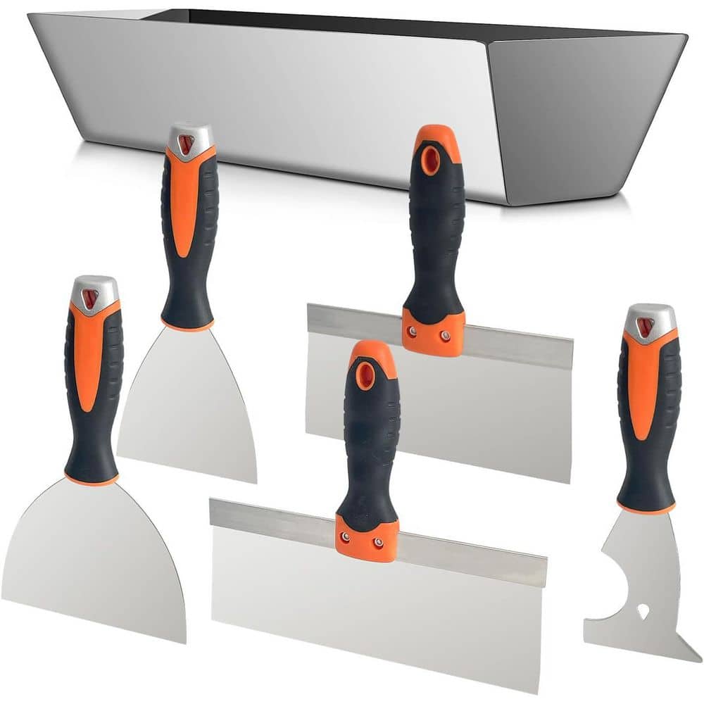 KIWDZFU 10 in. 5-Piece Stainless Steel Putty Knife Scrapers Taping ...