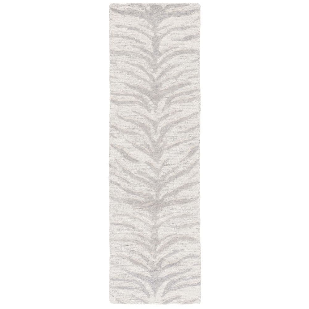 SAFAVIEH Ebony 2 ft. x 8 ft. Gray/Ivory Zebra Striped Runner Rug ...