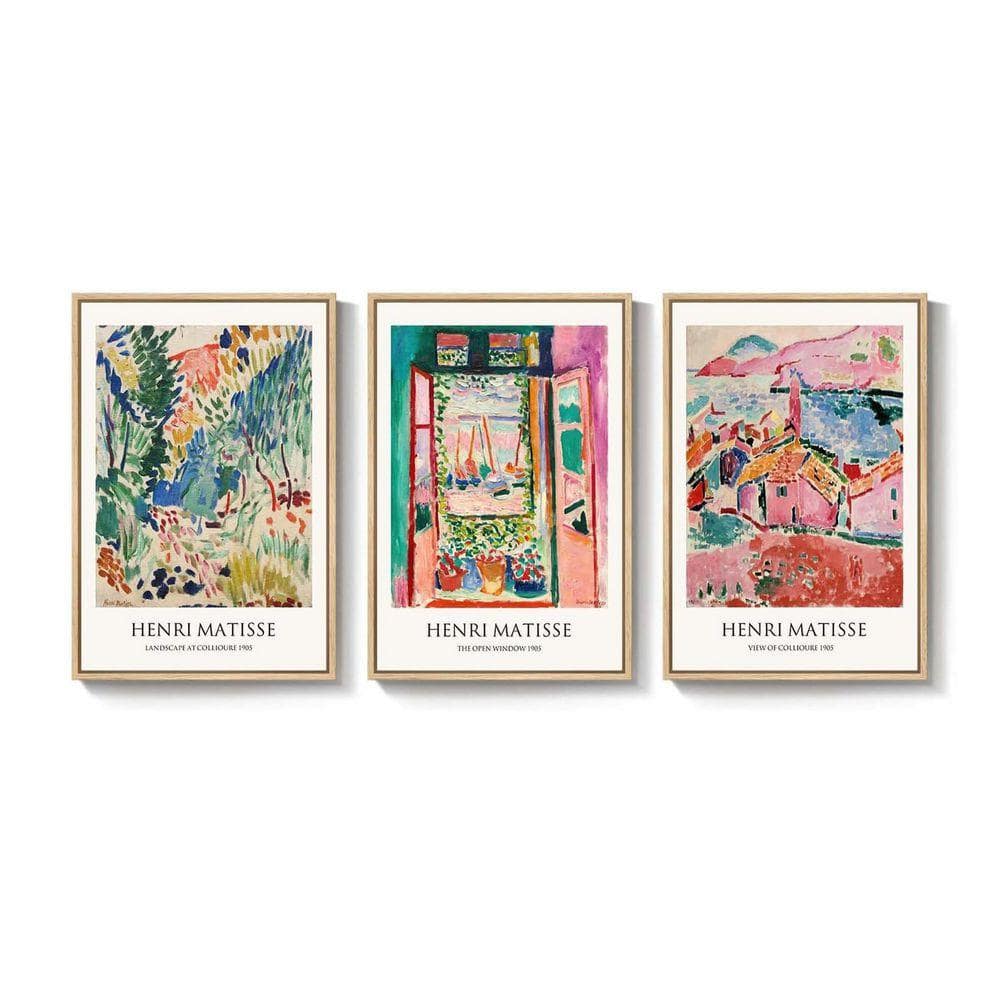 3 Piece Framed Vintage Matisse Wall Art, Large Colorful Canvas Artwork ...