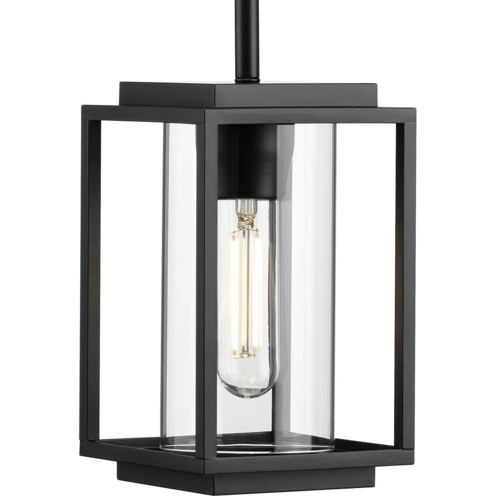 Macstreet 8.25 in. 1-Light Matte Black Transitional Hanging Lantern ...
