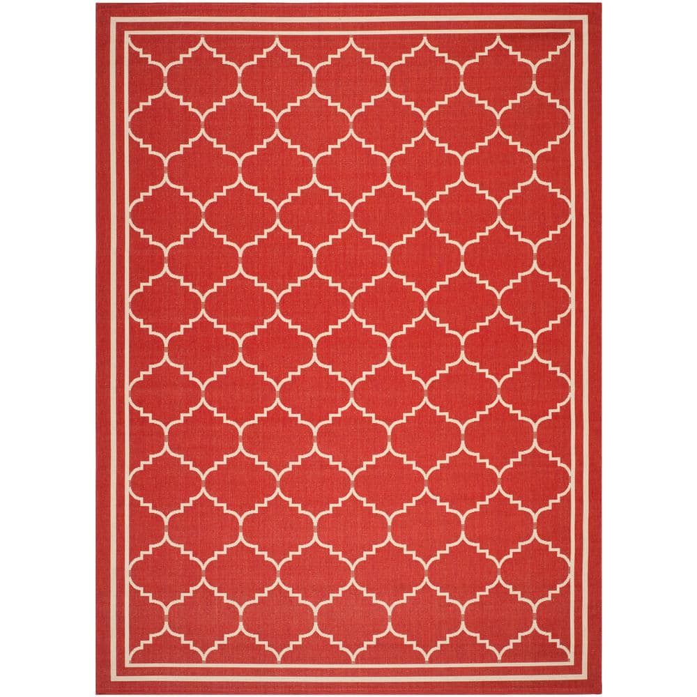 SAFAVIEH Courtyard Red/Beige 4 ft. x 6 ft. Geometric Indoor/Outdoor ...