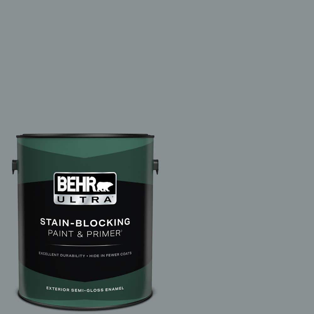 BEHR ULTRA 1 gal. #MQ5-29 Gotham Gray Semi-Gloss Enamel Exterior Paint ...