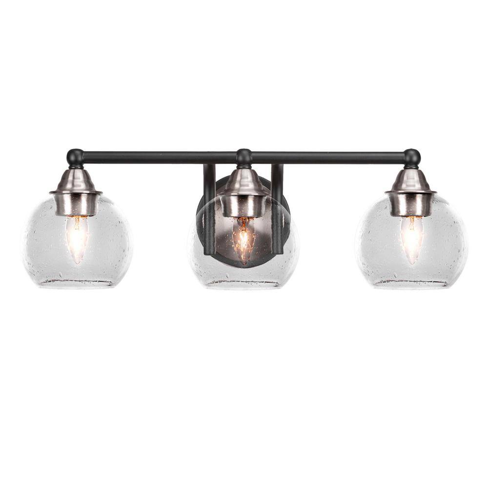 Madison 7.75 in. 3-Light Bath Bar, Matte Black and Brushed Nickel ...