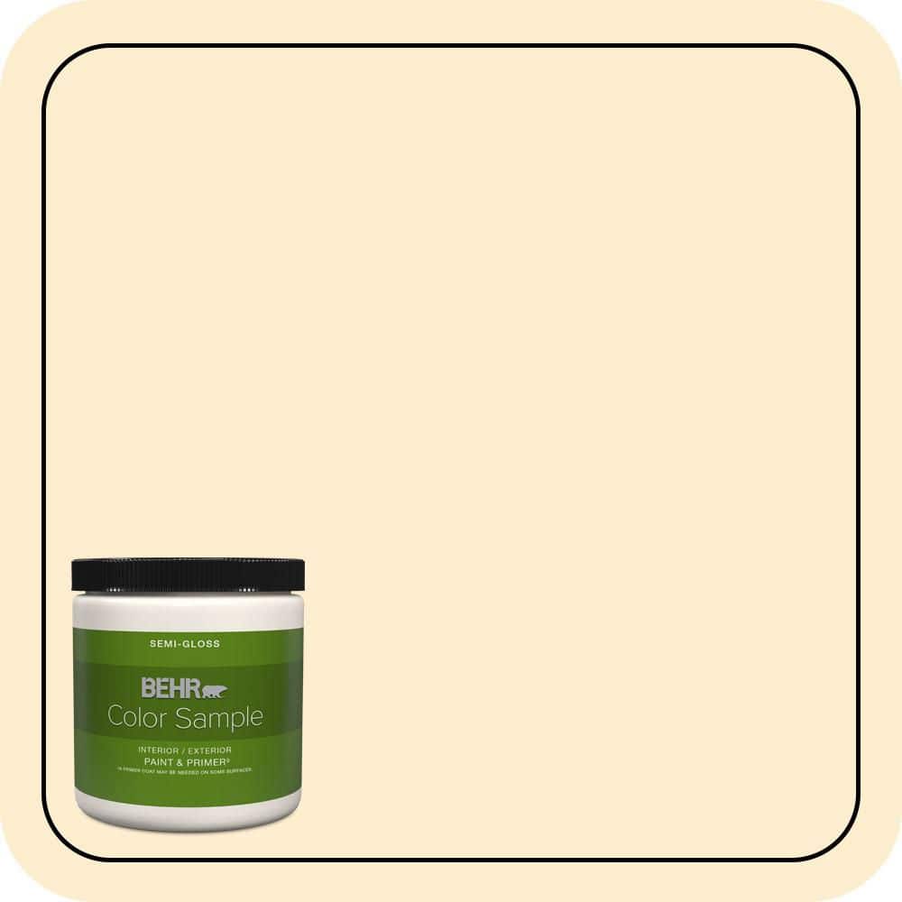 BEHR PREMIUM PLUS 8 oz. #300A-1 Opal Cream Semi-Gloss Interior/Exterior ...
