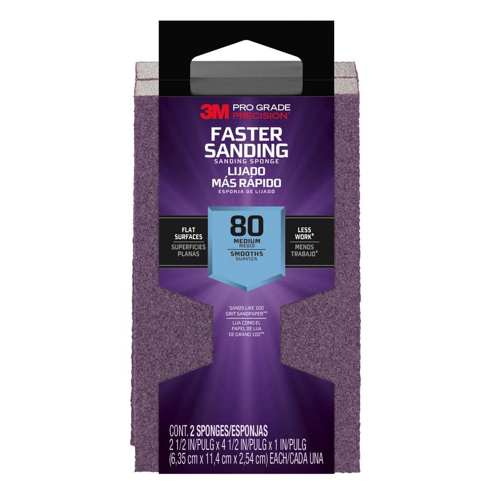 3M Pro Grade Precision 2-1/2 in. x 4-1/2 in. x 1 in. 80-Grit Medium ...