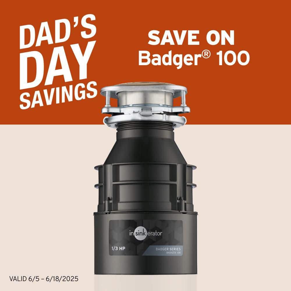InSinkErator Badger 100, 1/3 HP Continuous Feed Kitchen Garbage ...