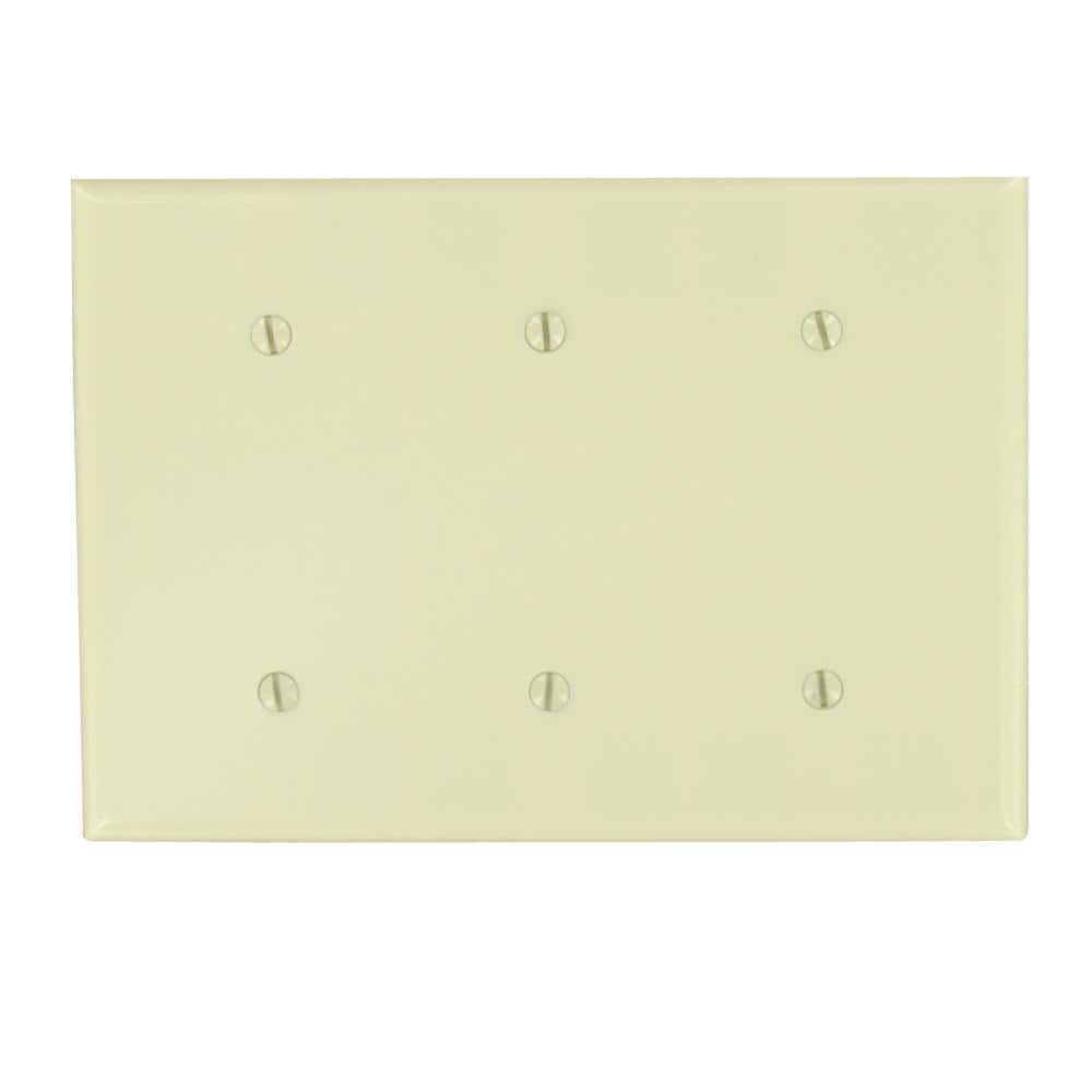Leviton 3-Gang Ivory Blank Plate Plastic Strap Mount Standard Wall ...