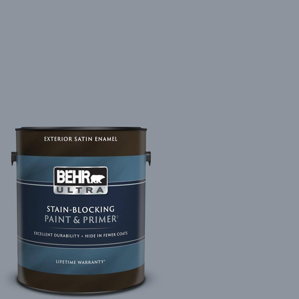 BEHR ULTRA 1 gal. #PPF-28 Blue Dusk Satin Enamel Exterior Paint ...