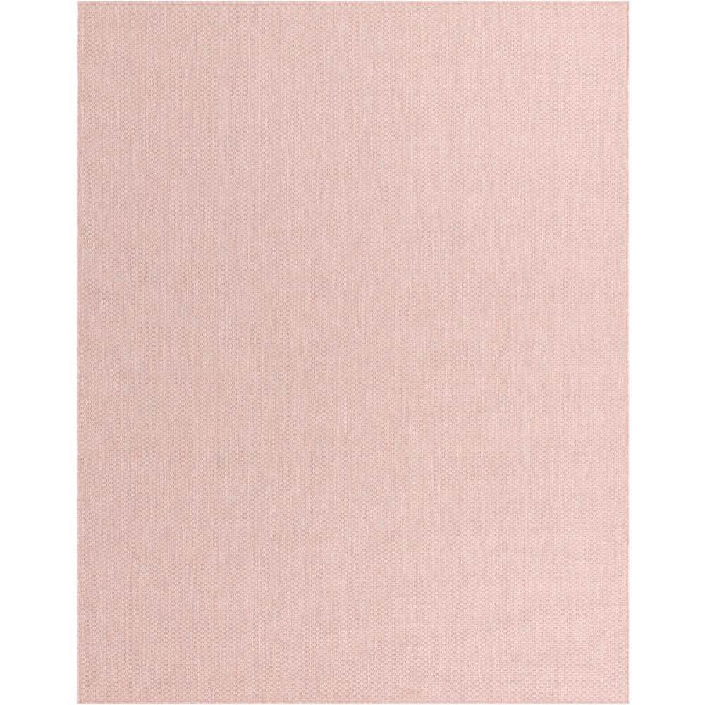 Unique Loom Outdoor Solid Whisper Pink 7 ft. 10 in. x 10 ft. Area Rug ...