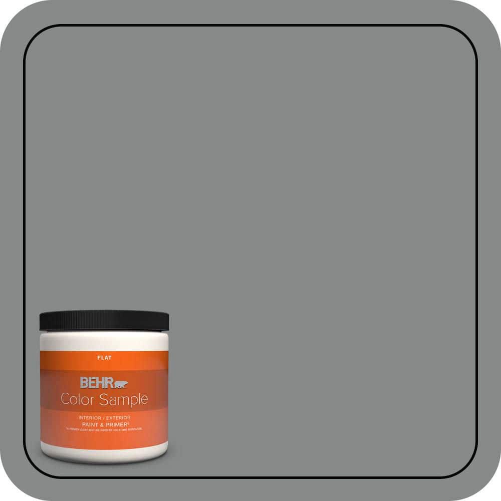 BEHR PREMIUM PLUS 8 oz. #N460-5 Slate Rock Flat Interior/Exterior Paint ...