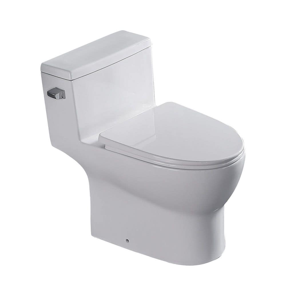 Dueyeeri 1-Piece 1.28 GPF Single Flush Elongated Toilet in White Seat ...