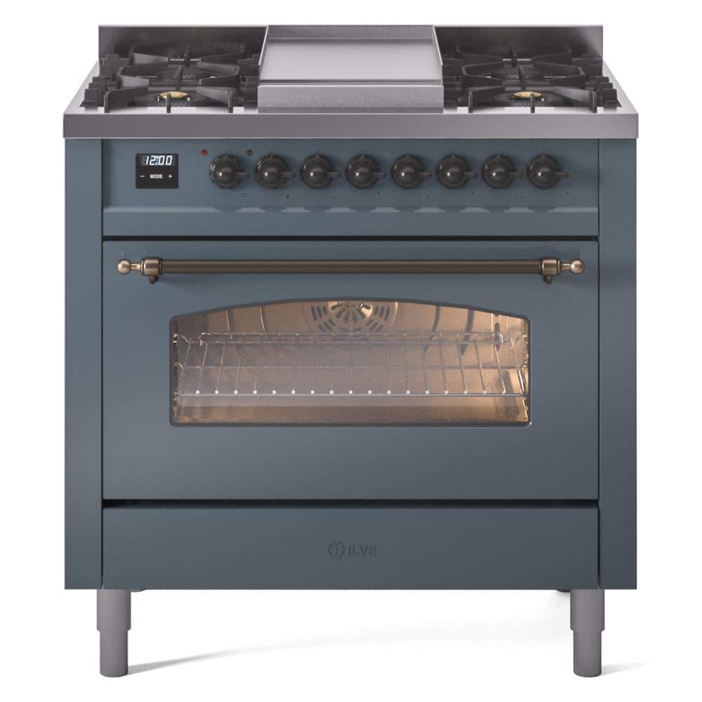 ILVE Nostalgie II 36 in. 6 Burner+Griddle Freestanding Dual Fuel ...
